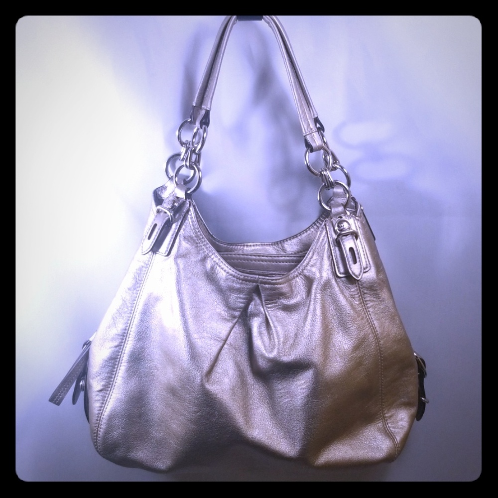 Coach Metallic Leather Hobo Bag - Gem